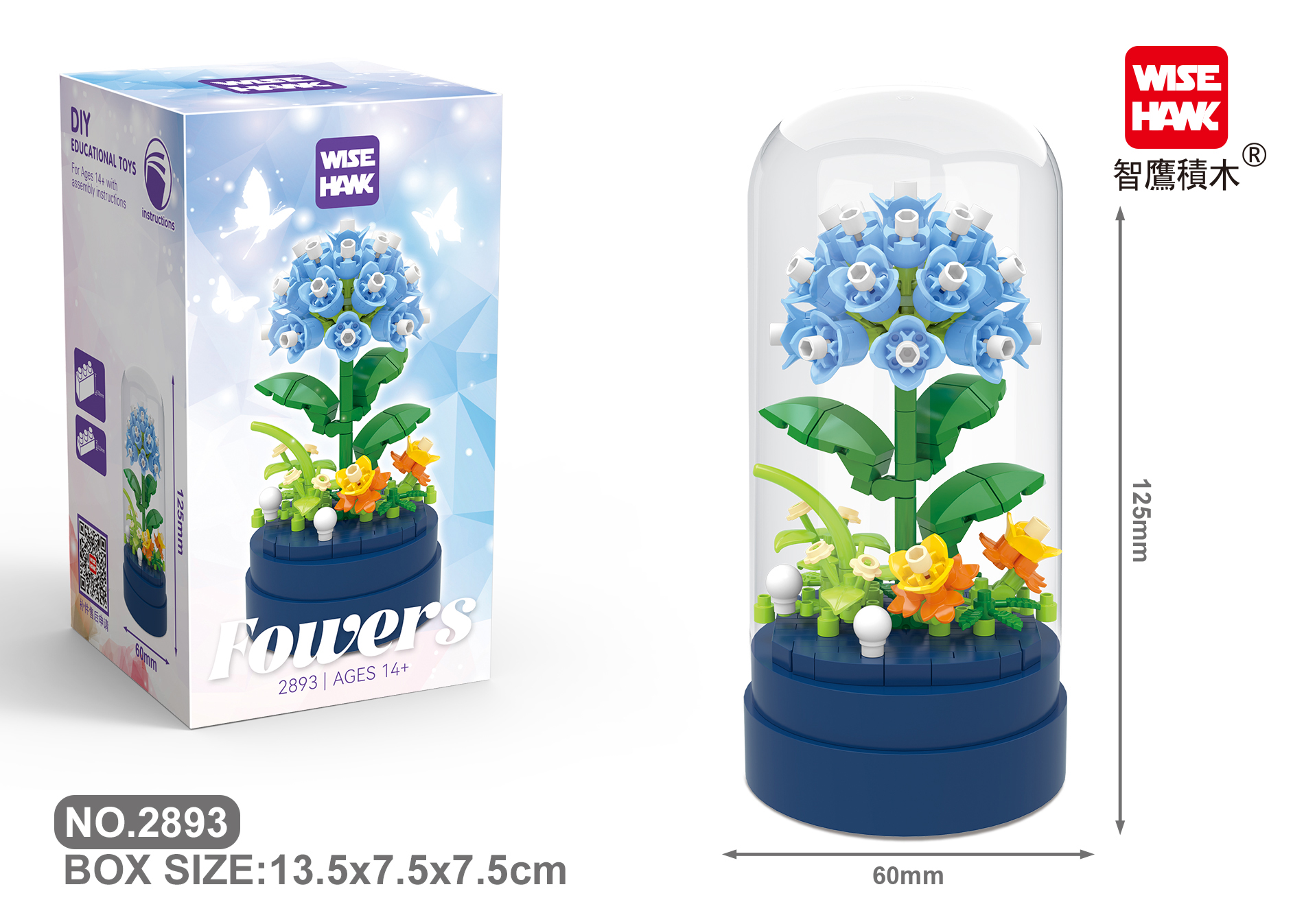 9 Types of Flowers Mini Building Blocks Toys Plant Kit Home Decoration ...