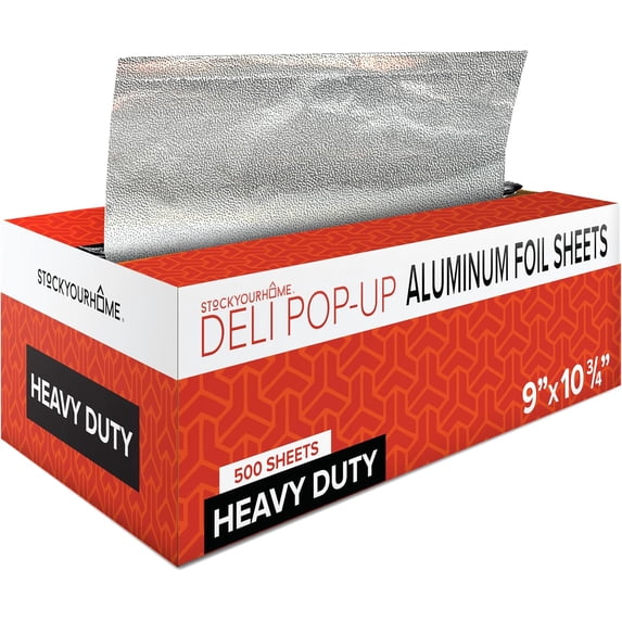 9' Ultra Heavy Duty Pop Up Deli Aluminum Foil, 500 Count Pre-Cut Sheets ...