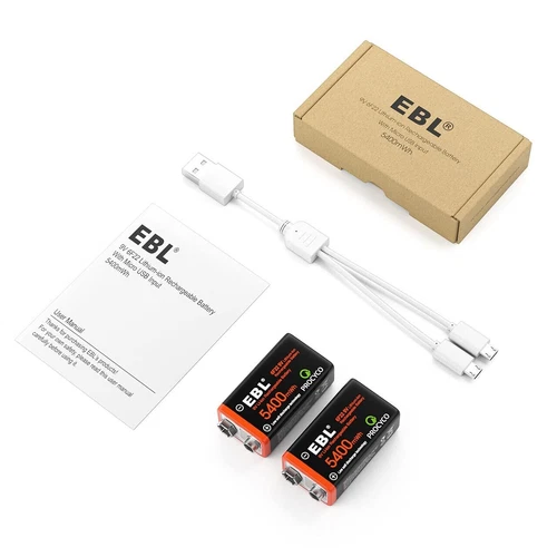 9 Volt Li-Ion Usb Rechargeable Batteries 5400Mwh Lithium Ion W ...