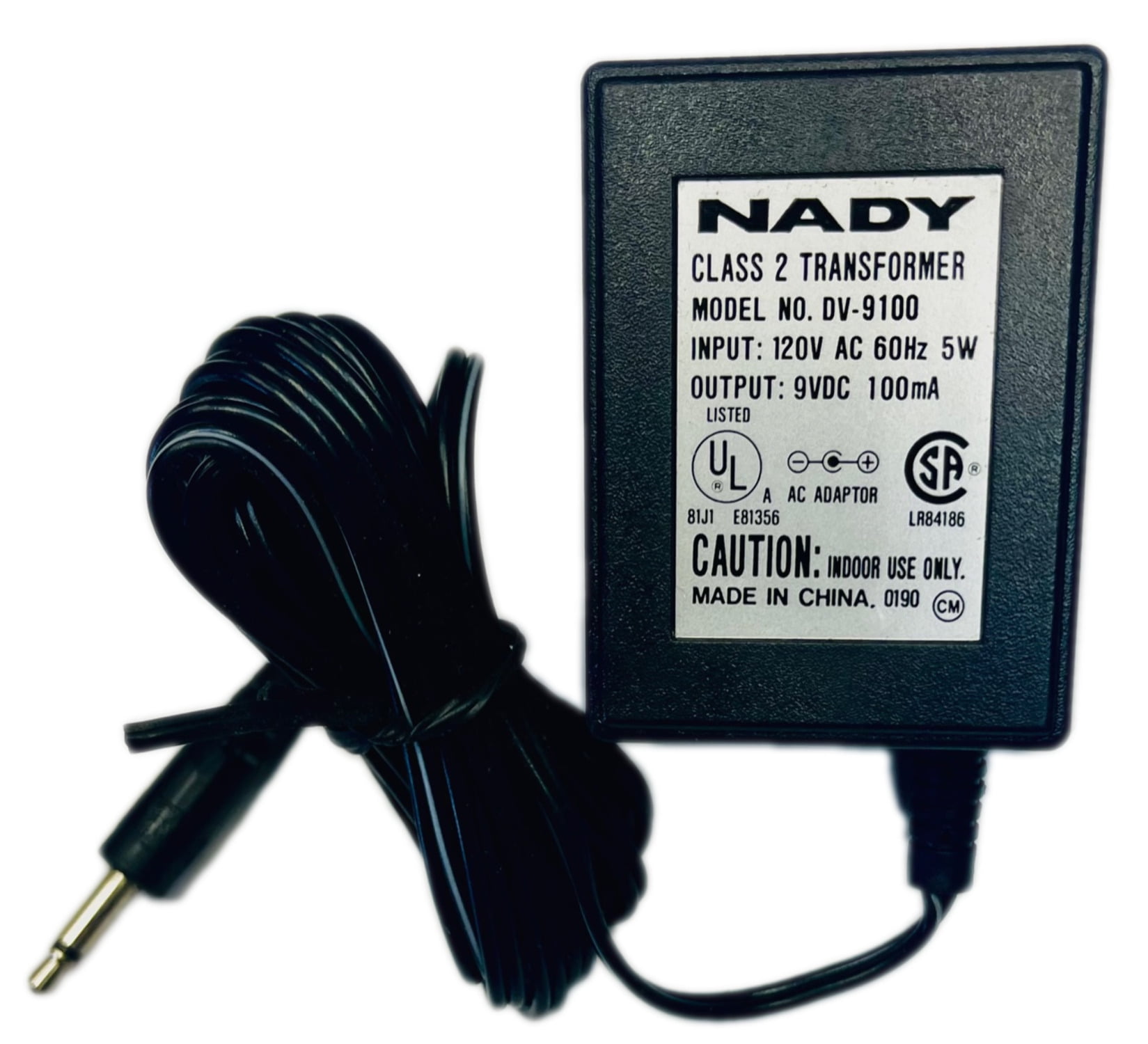 9 Volt Power Adapter - 3.5mm (1/8) Male Jack Connector (USA WALL PLUG ...