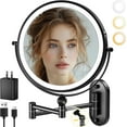 9 Wall Mounted Lighted Makeup Mirror 4000mah Rechargeable Double Sided