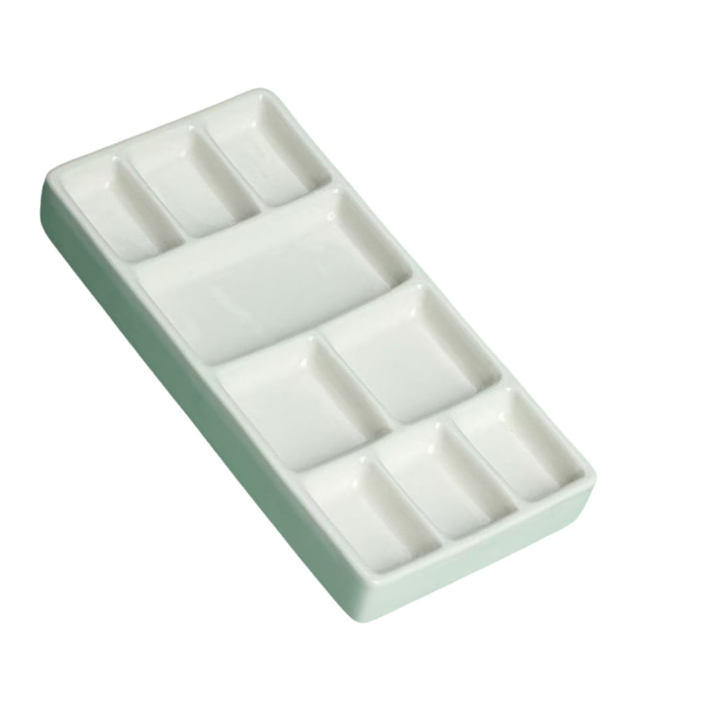 9 Wells Palette Ceramic Paint Palette Paint Mixing Tray Portable Paint ...