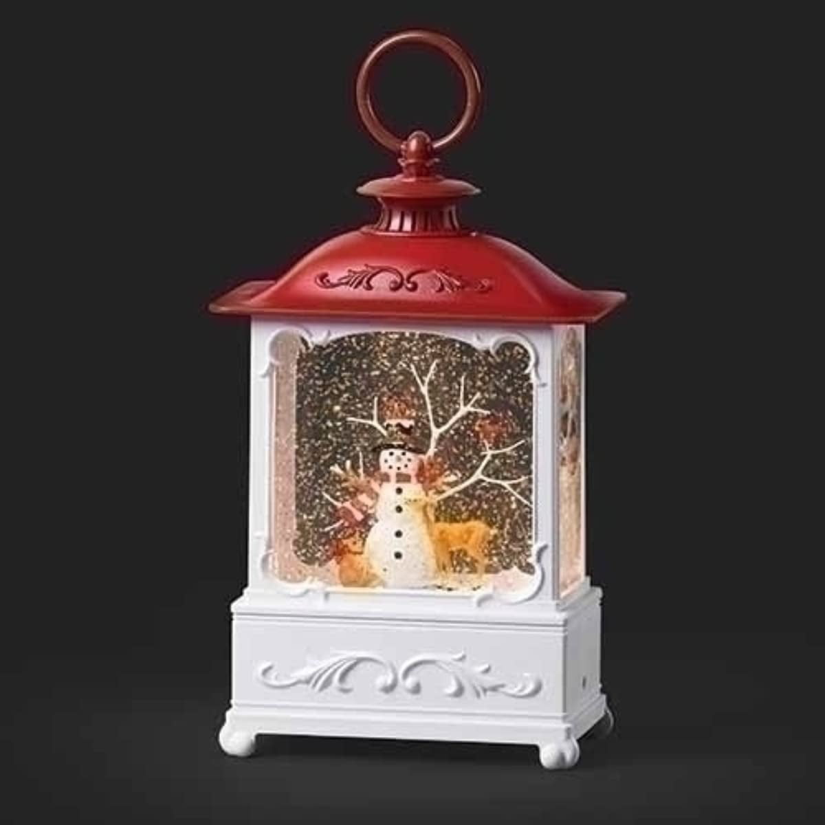 9" White and Red LED Swirl Snowman Lantern Christmas Tabletop Decor ...