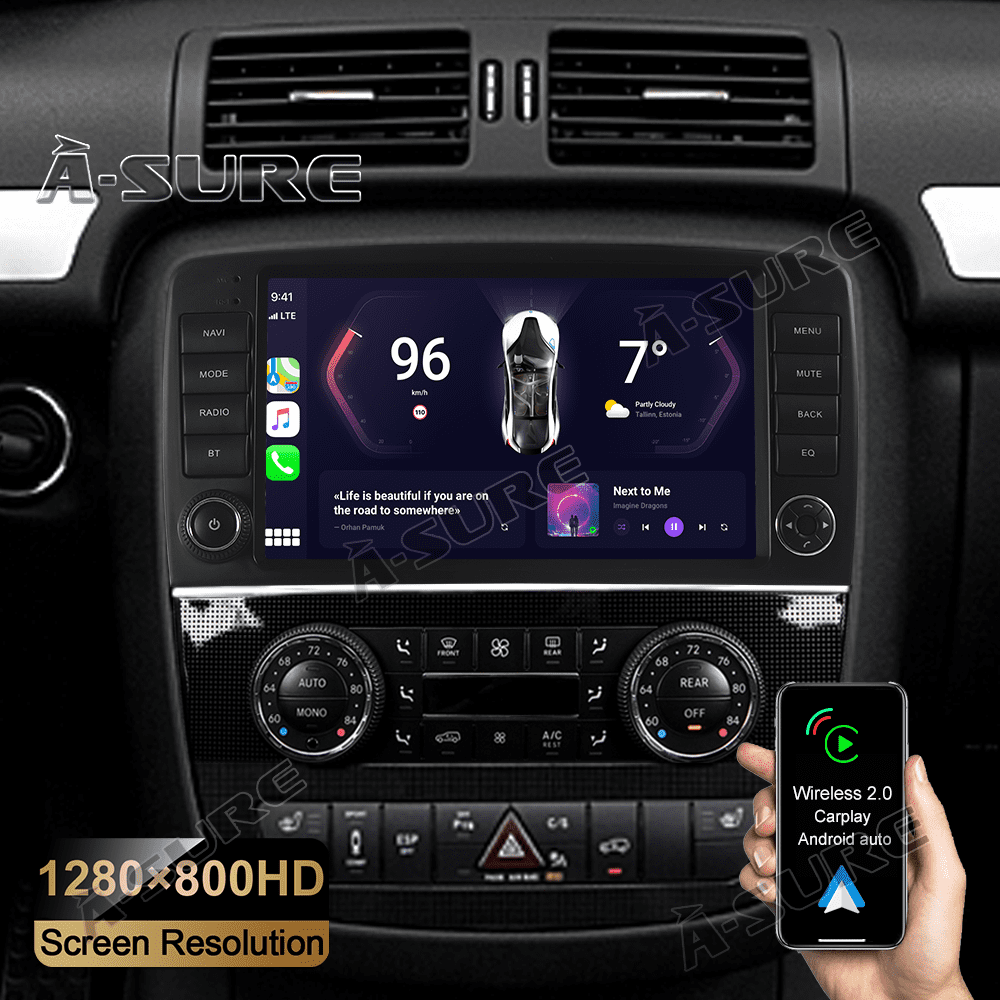9'' Wireless CarPlay Android 13 Car Stereo Radio for Mercedes-Benz R ...