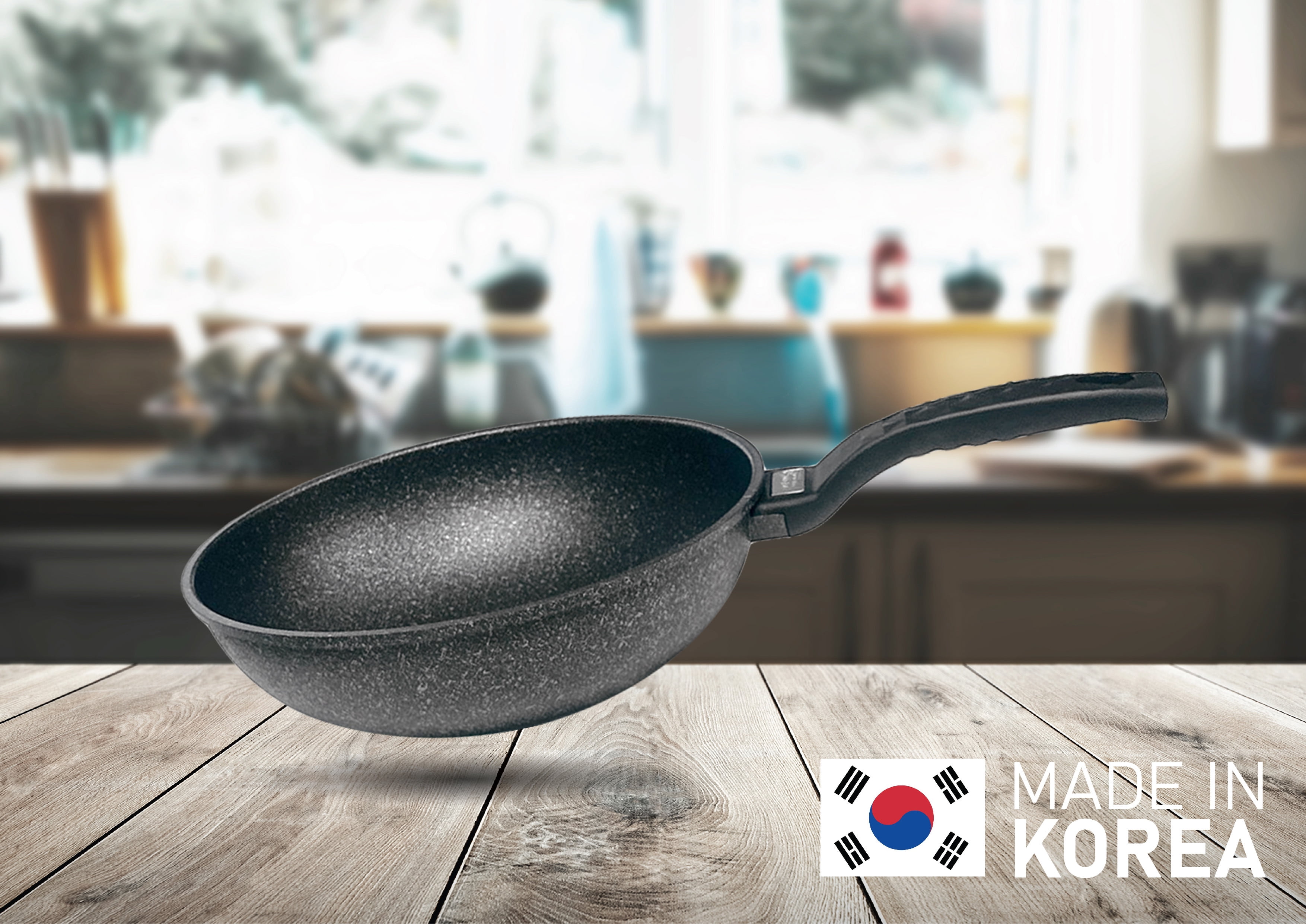 9" Wok Non-Stick Cooking Frying Pan Pot, 5 Layer Marble Coating, Made ...