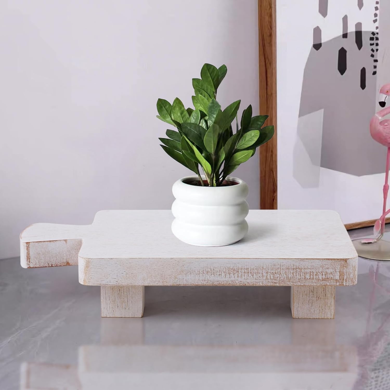 9" Wooden Farmhouse Plant Stand, Bathroom Wooden Riser Rectangle with ...