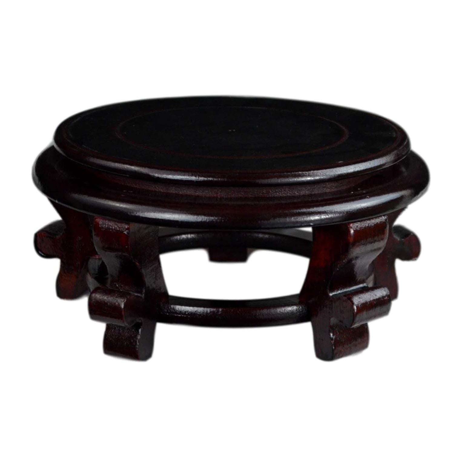 9" Wooden Rosewood Fishbowl Display Vase Stand Plant Pot Display Stand ...