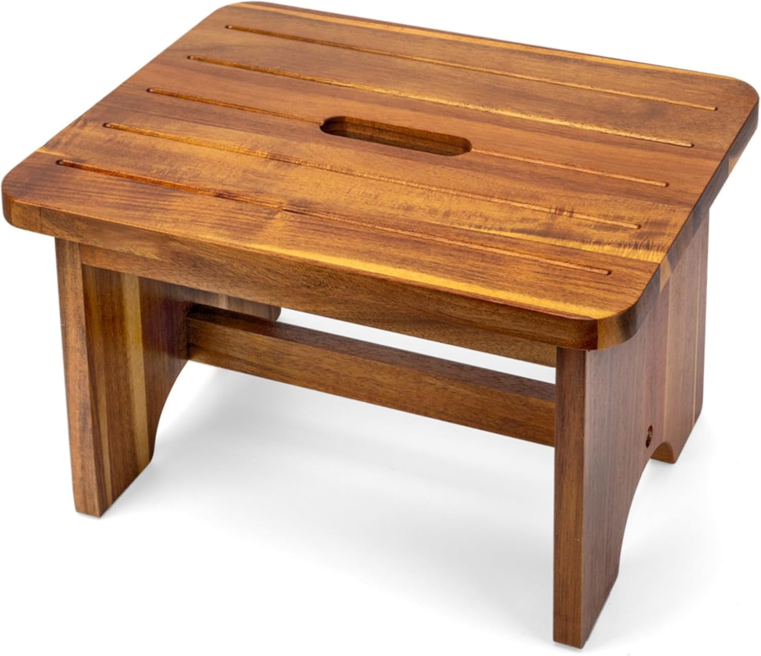 9'' Wooden Step Stool, Thickened Acacia Wood One Step Stool with ...