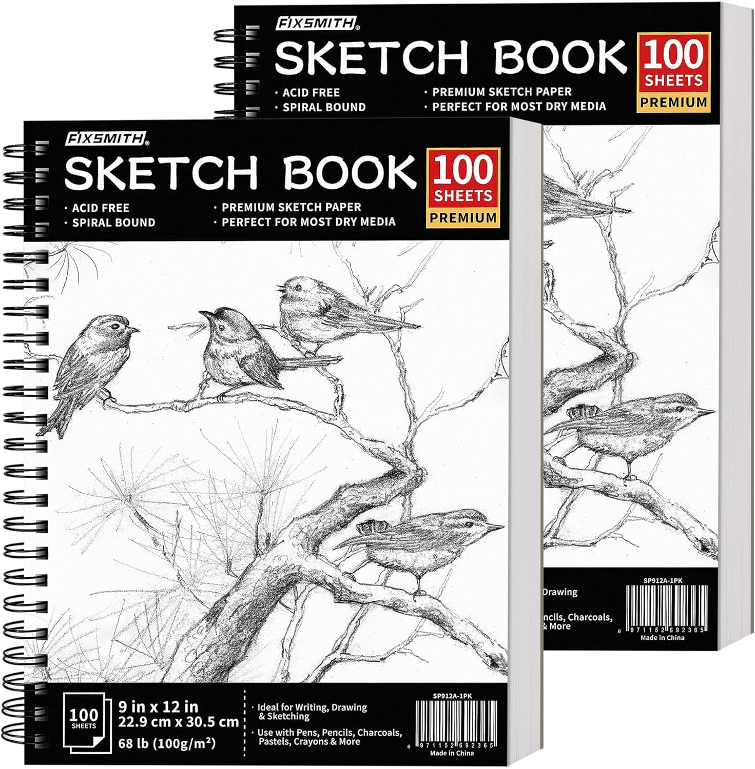 9"X12" Sketch Book | 200 Sheets (68 lb/100gsm) Sketchbook| 2 Pack (100 ...
