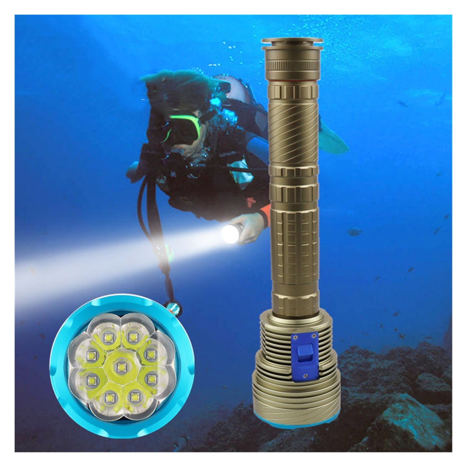 9*XM-L2 LED Diving Flashlight 7000lm Professional Diver Diving Lamp ...