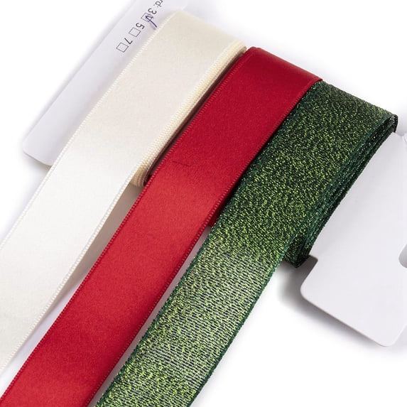 9 Yards 1 Inch Red White and Green Satin Ribbon Holiday Ribbon Bulk ...