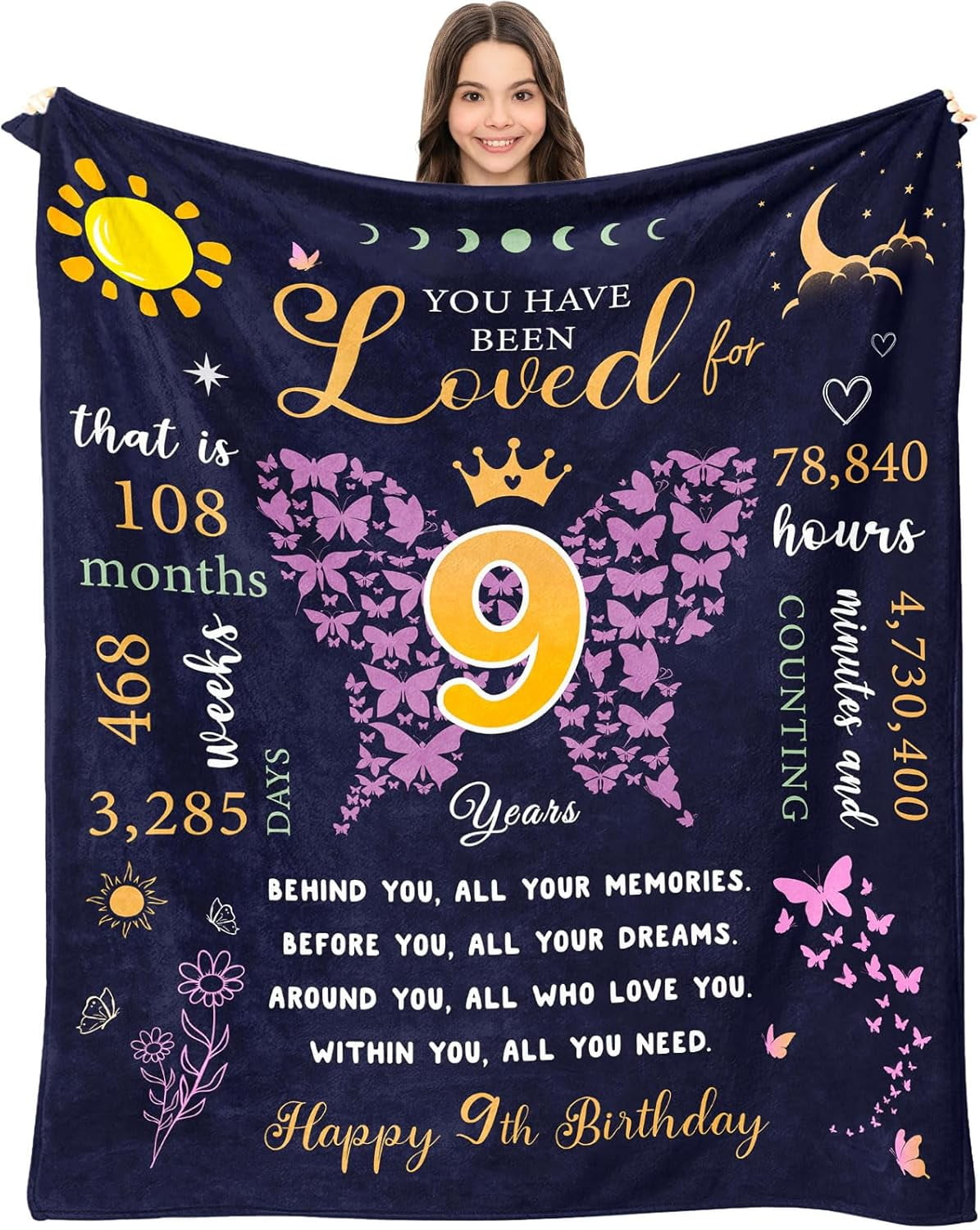 9 Year Old Girl Birthday Gifts Blanket 60 x 50 inch, Best Presents for ...