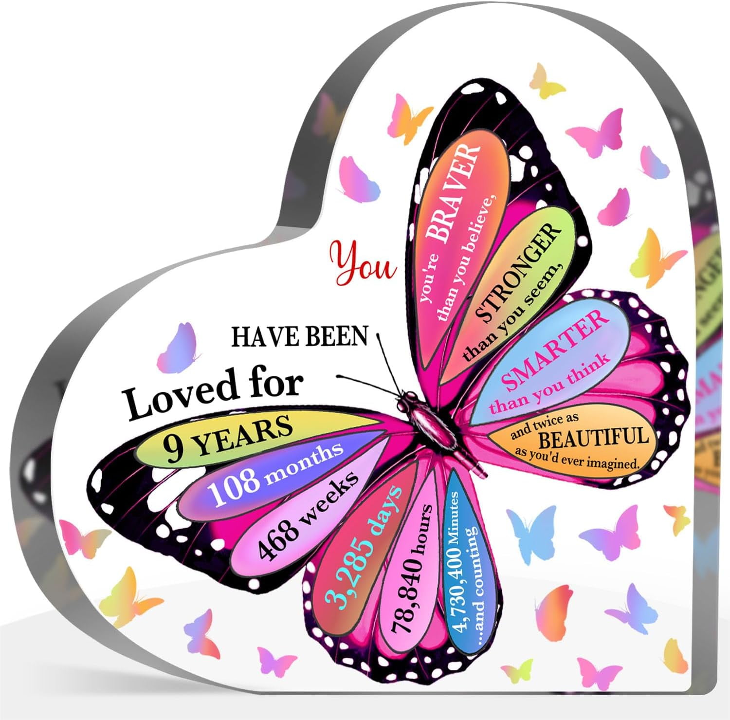 9 Year Old Girl Gift for Birthdays, 9th Birthday Acrylic Sign ...