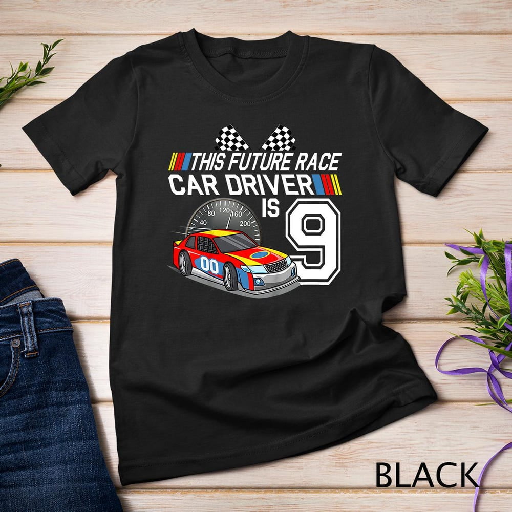 9 Year Old Race Car 9th Birthday Stock Car Racing Party Unisex T-Shirt ...