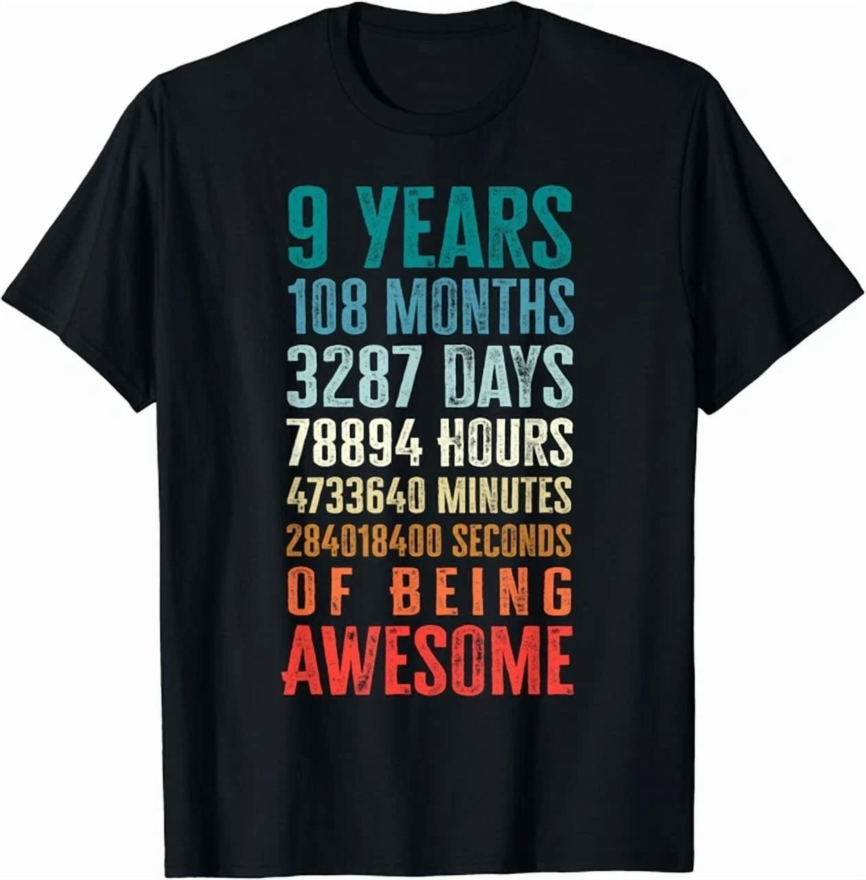 9 Years 108 Months Of Being Awesome Happy 9Th Birthday Gift Unisex T ...