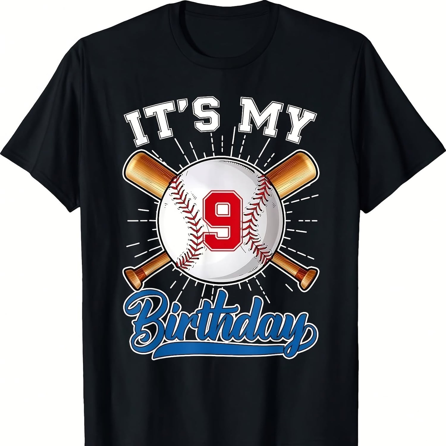 9 Years Old Baseball Player 9th Birthday Party Boy Girl Kid T-Shirt ...