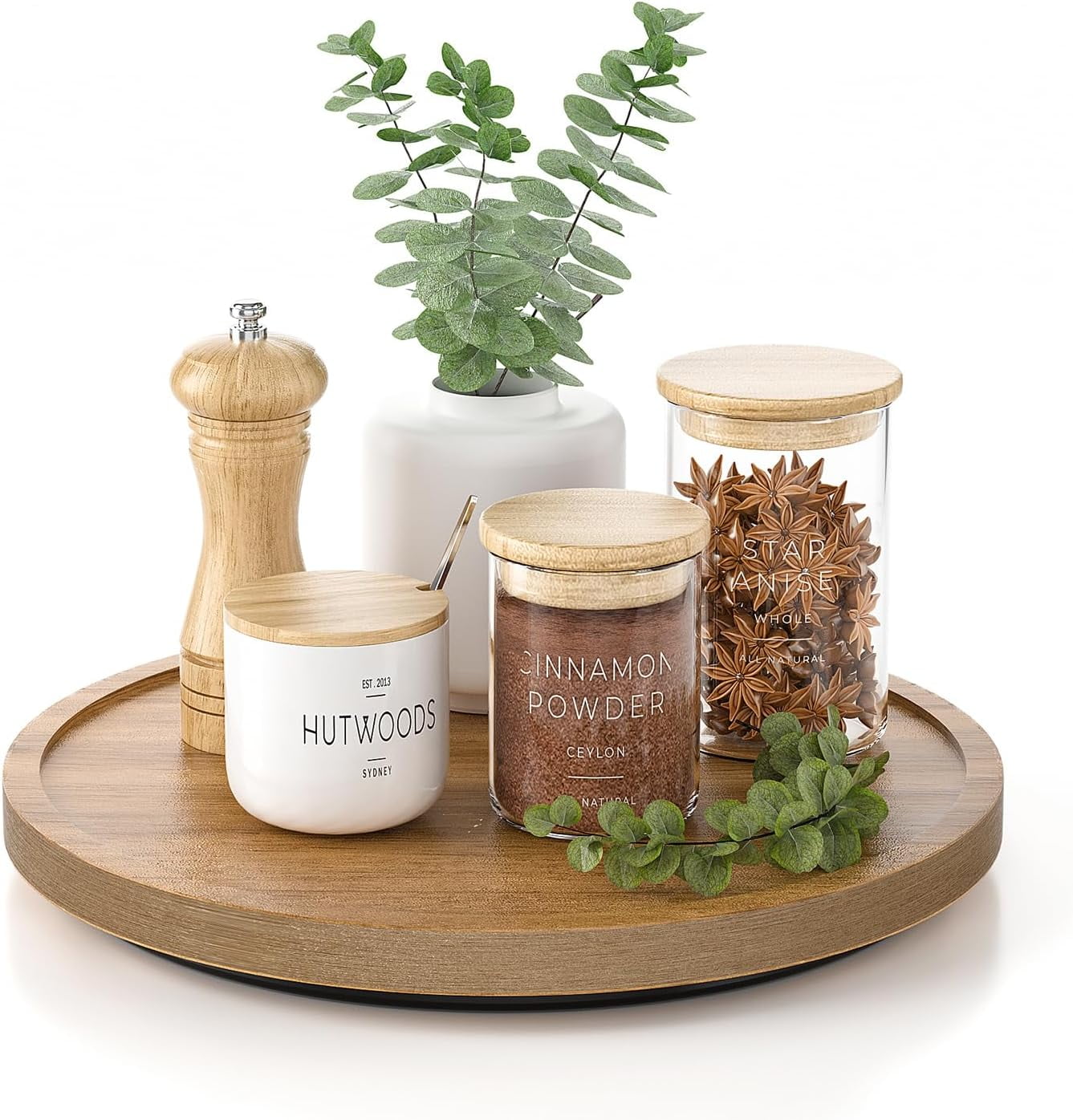 **9'' acacia wood lazy susan organizer for table top, lazy susan ...