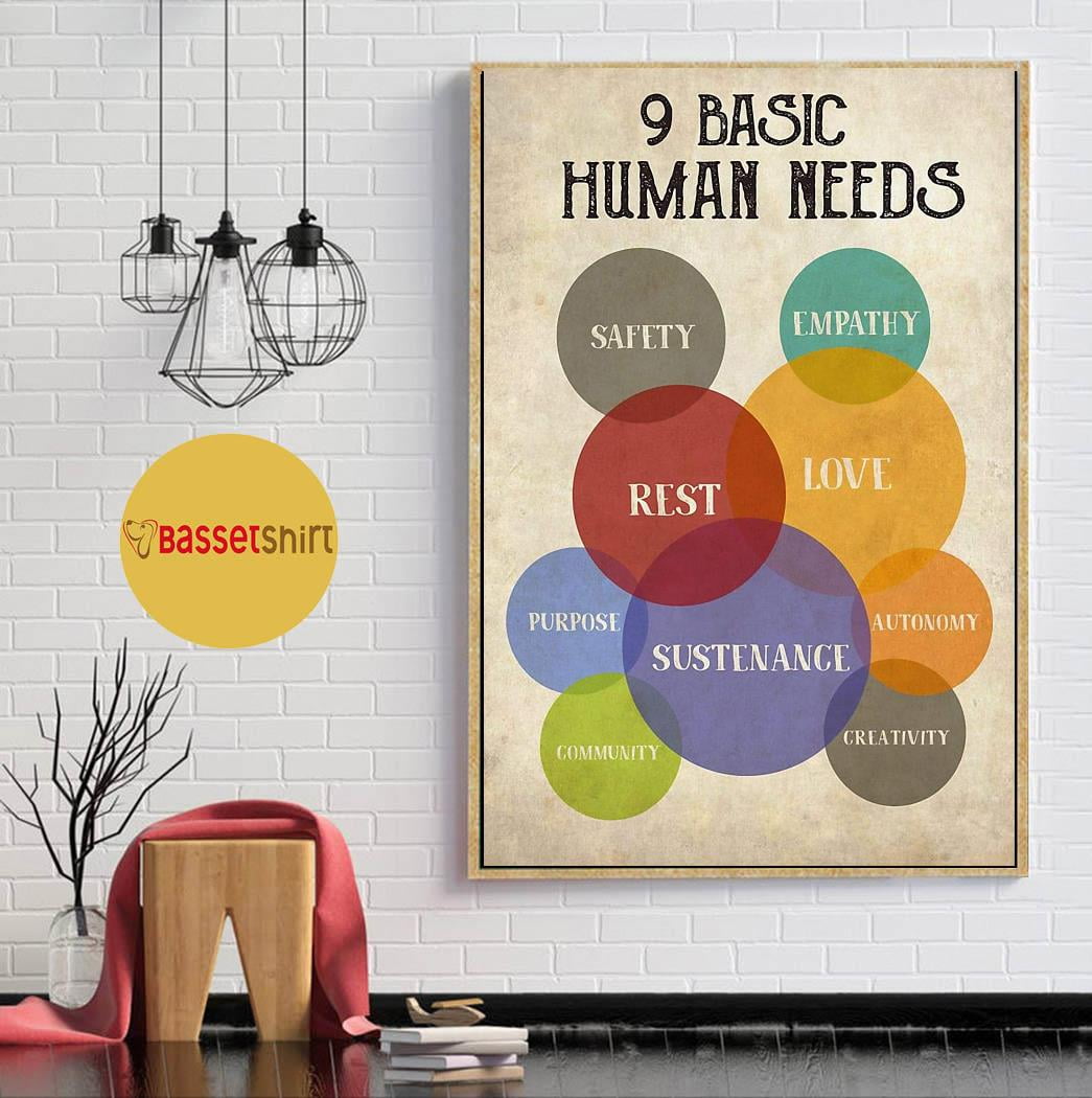 9 basic human needs vertical poster 24 x 36 Inch Poster - Walmart.com