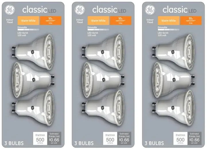 (9 bulbs) GE classic LED MR16, Dimmable, 5.5 watt, 50 watt equivalent ...