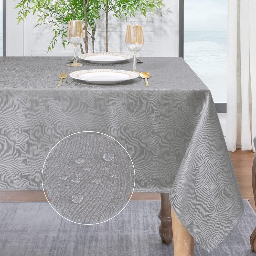 9 colors 12 sizes Jacquard Rectangle Tablecloth Waterproof & Stain ...
