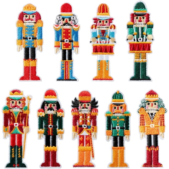 9 count Christmas Nutcracker Iron Patches Colorful Soldier Figures Sew ...