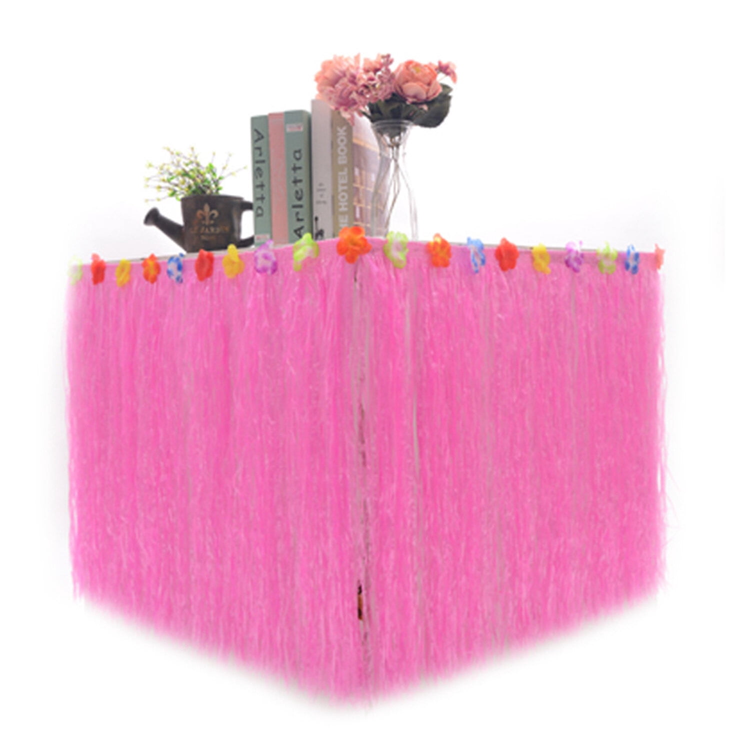 9 feet X 11 Luau Grass Table Skirt, Hawaiian Luau Libiscus Table Skirt ...