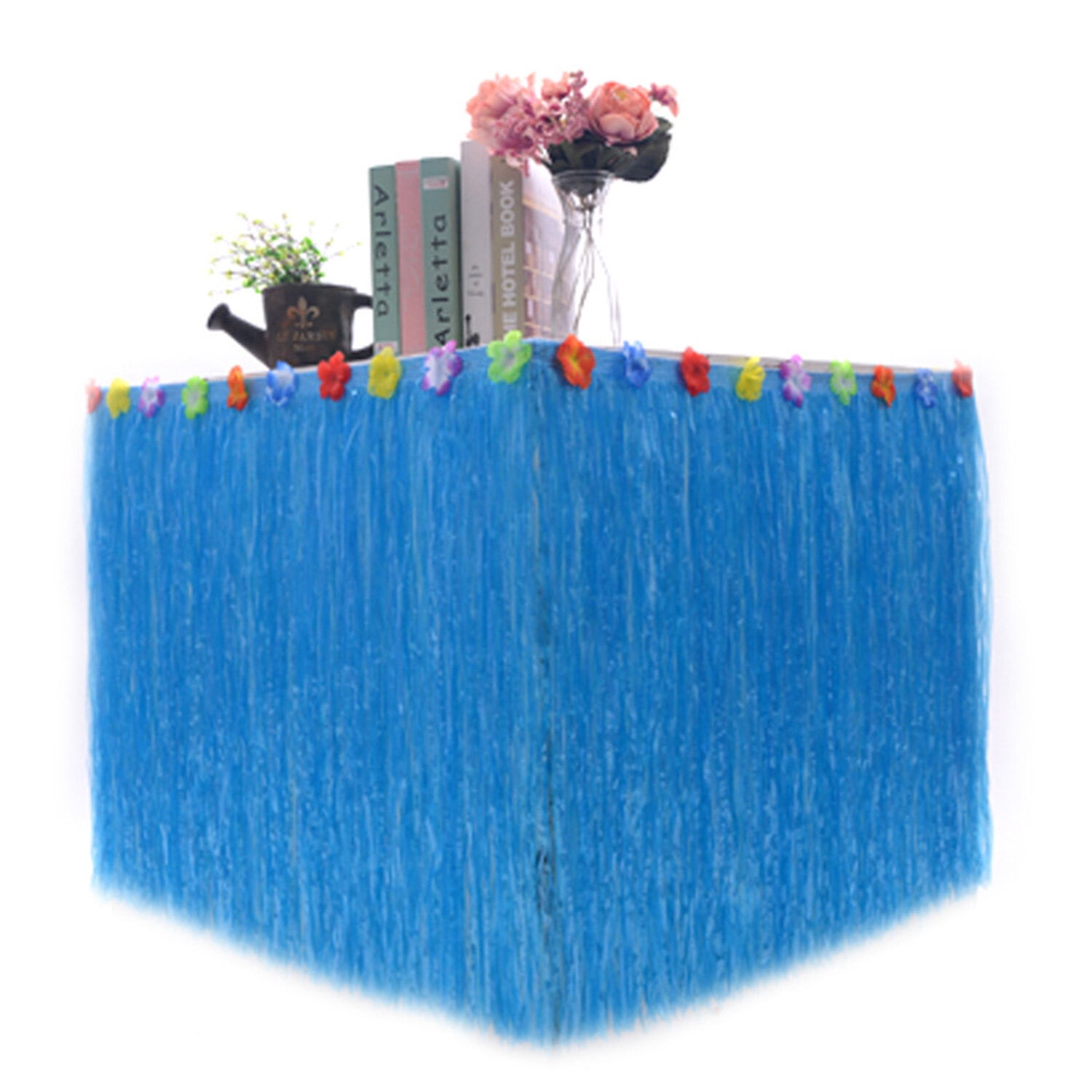 9 feet X 11 Luau Grass Table Skirt, Hawaiian Luau Libiscus Table Skirt ...