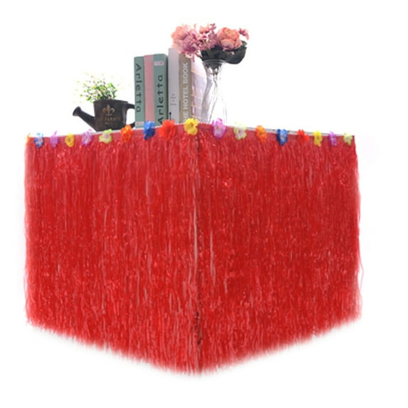9 feet X 11 Luau Grass Table Skirt, Hawaiian Luau Libiscus Table Skirt ...