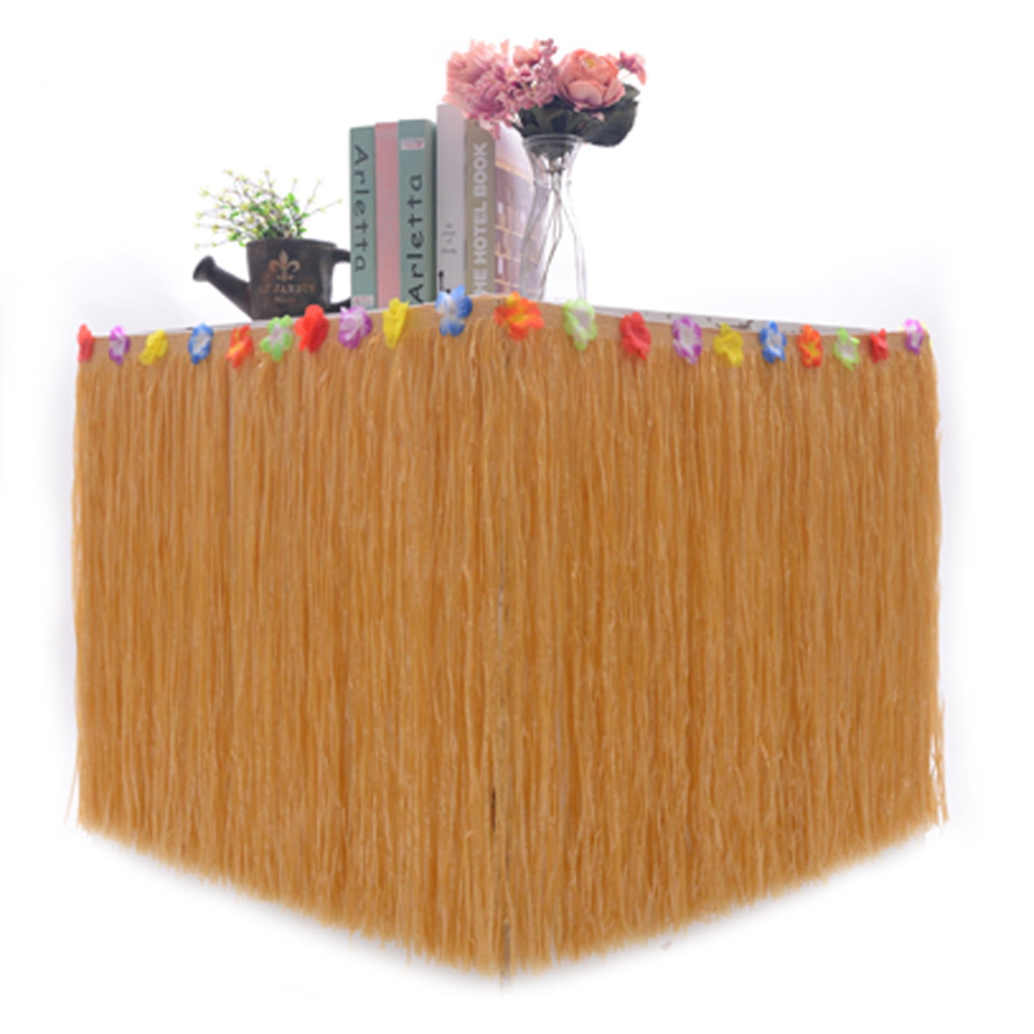 9 feet X 29 Luau Grass Table Skirt, Hawaiian Luau Libiscus Table Skirt ...