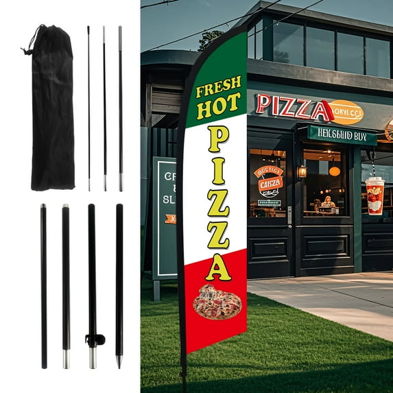 9-foot feather flagpole set, including the flagpole, feather flag, and ...