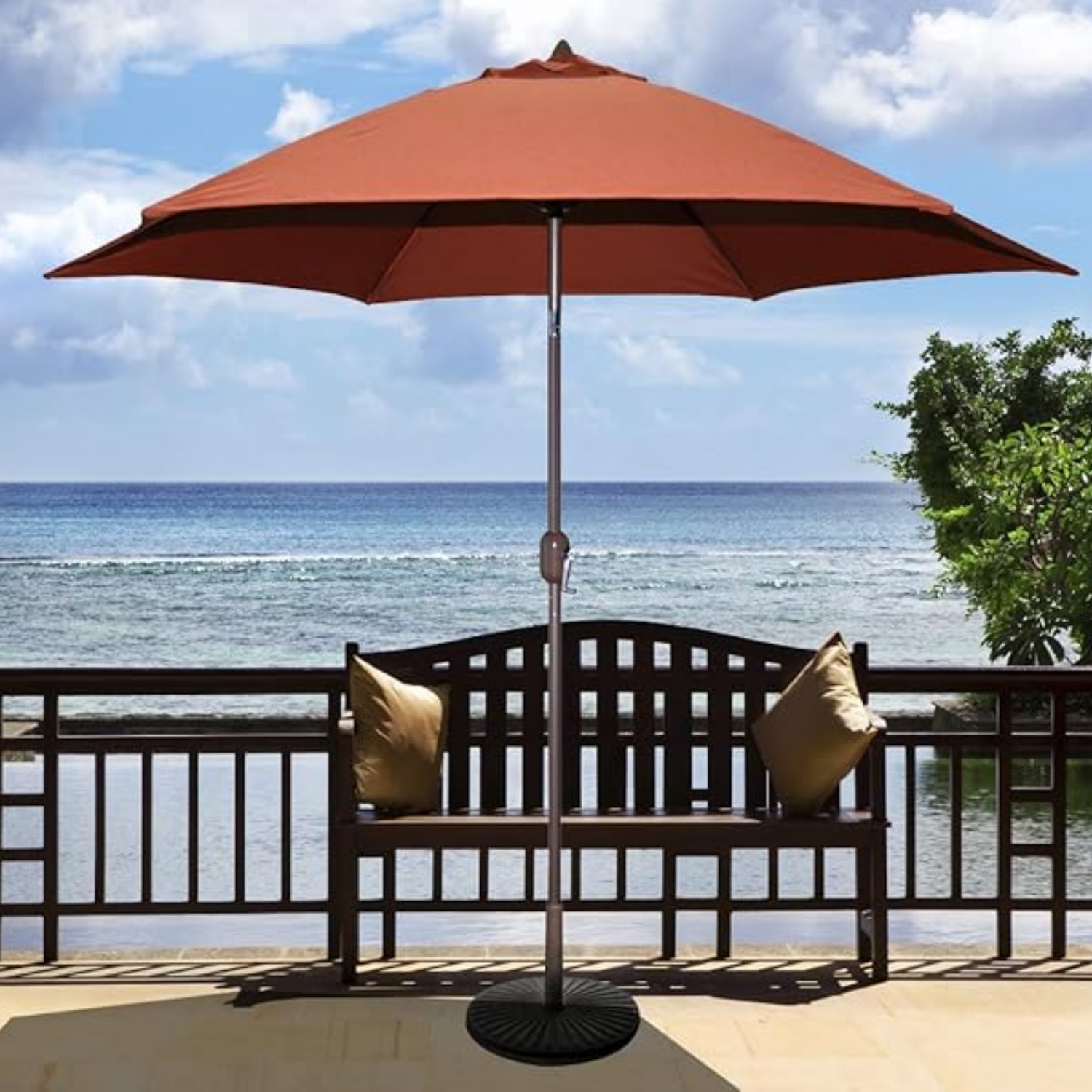 9 ft Bronze Aluminum Patio Umbrella with Rust Polyester Cover (Base not ...