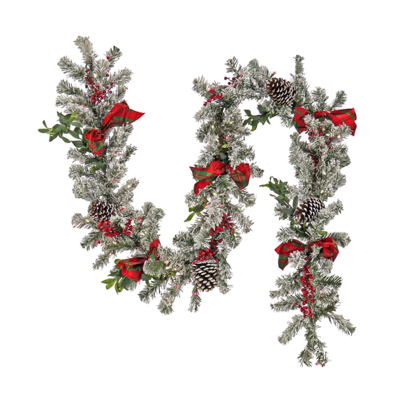 9 ft. General Store Snowy Garland with LED Lights and Bows - Walmart.com