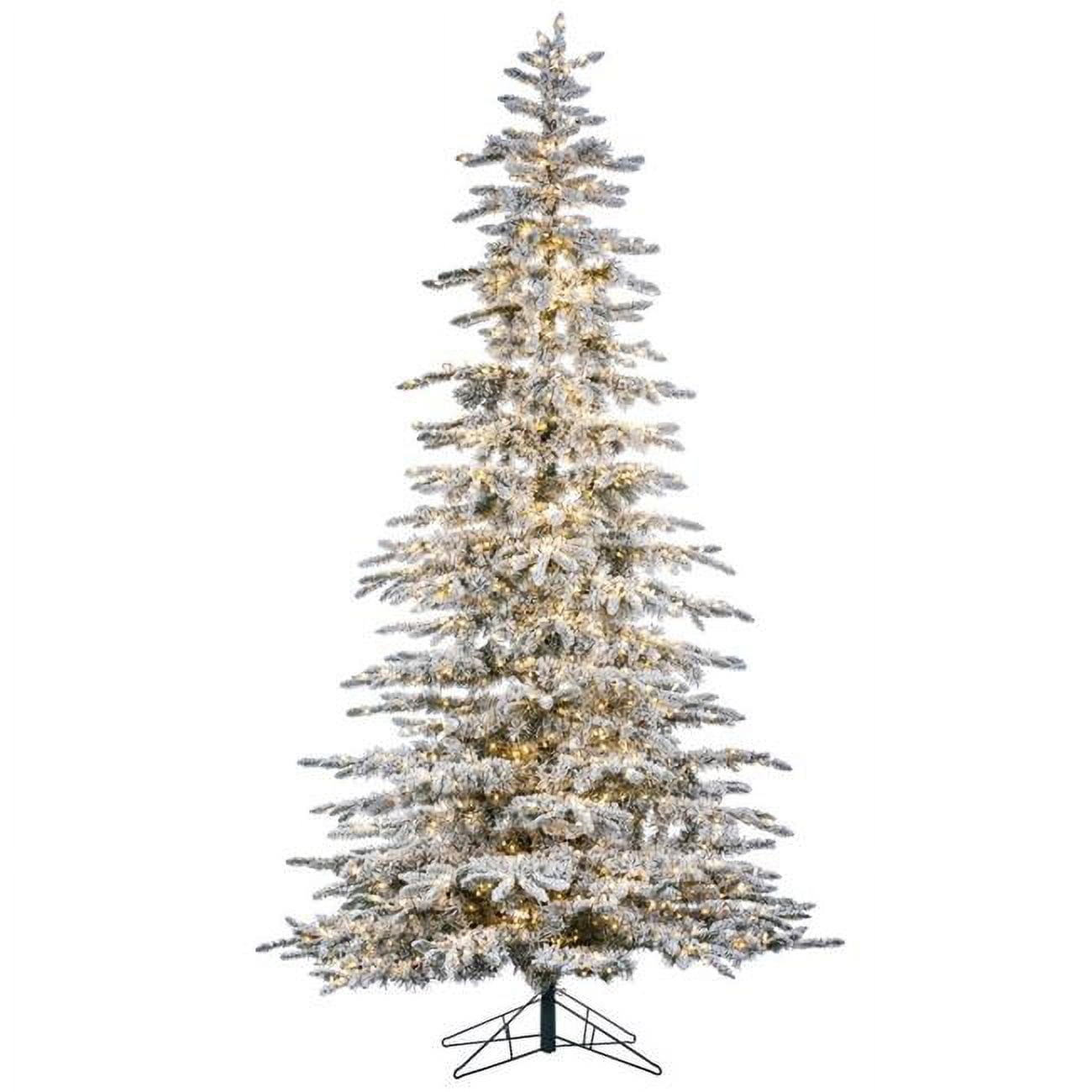 9 ft. High Flocked Pre-Lit Mountain Pine Christmas Tree with Instant ...