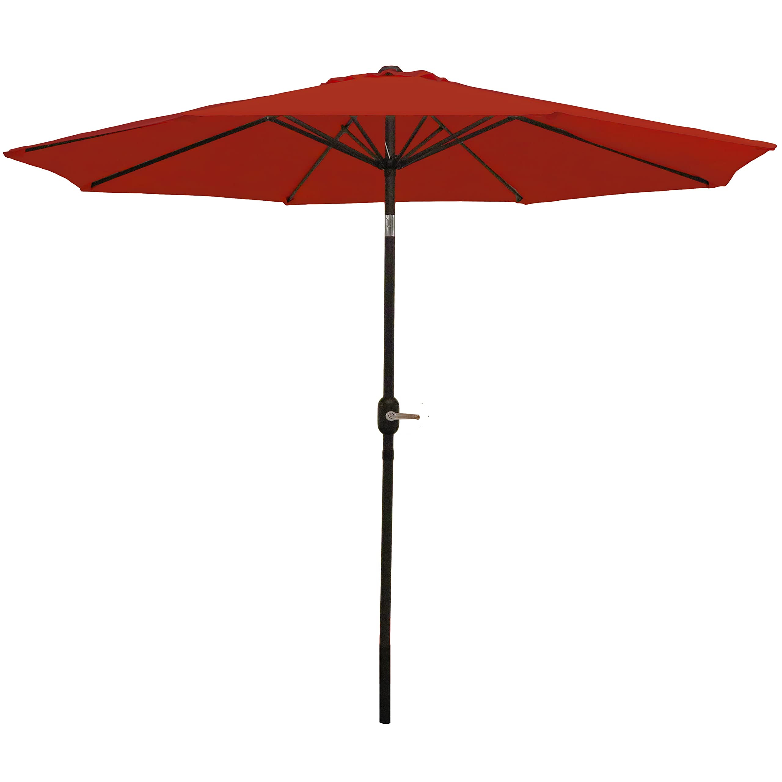 9 ft Outdoor Dining Umbrella, Push Button Tilt and Crank Lift System, Durable Polyester Fabric ...