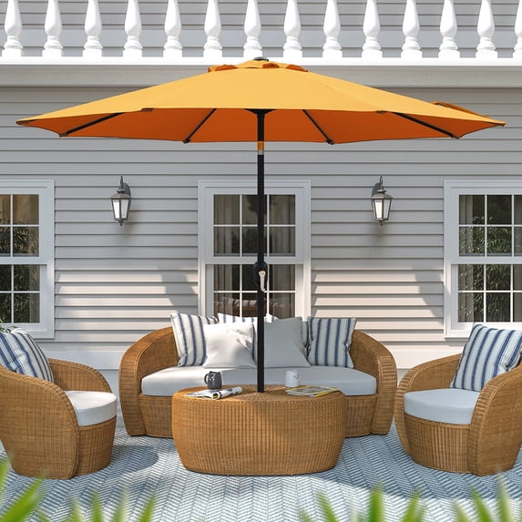 Maypex 9 ft Patio Crank and Tilt Outdoor Market Umbrella - Orange ...