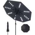 9 ft Patio Umbrella with Solar Lights, 8 Ribs Outdoor Market Table ...