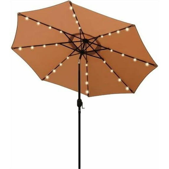 9 ft Solar Umbrella, 32 LED Lighted Patio Umbrella, Table Market ...