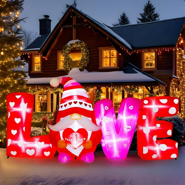 9 ft Valentines Day Inflatable Outdoor Decorations Love Gnome Letters ...