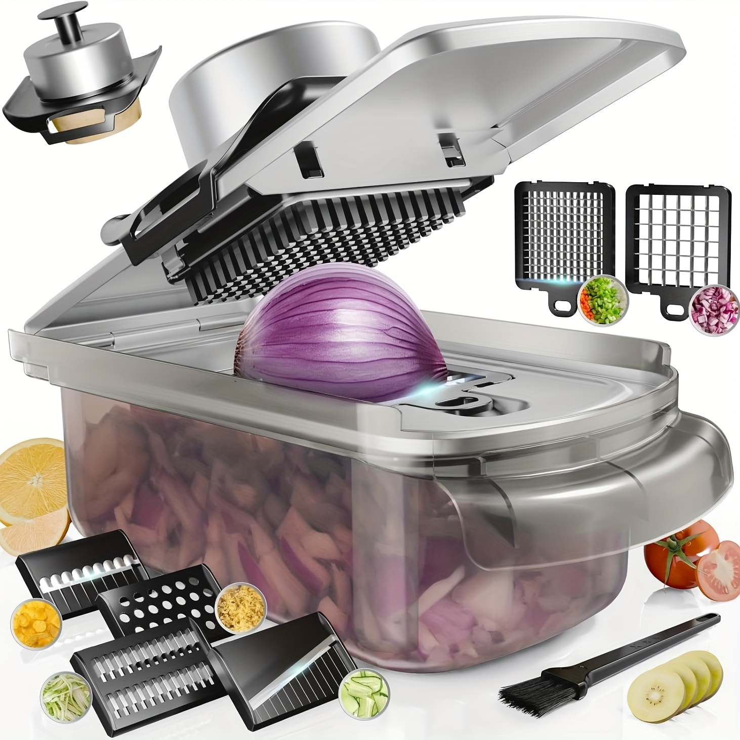 9-in-1 304 Stainless Steel Mandoline Slicer - With transparent ...