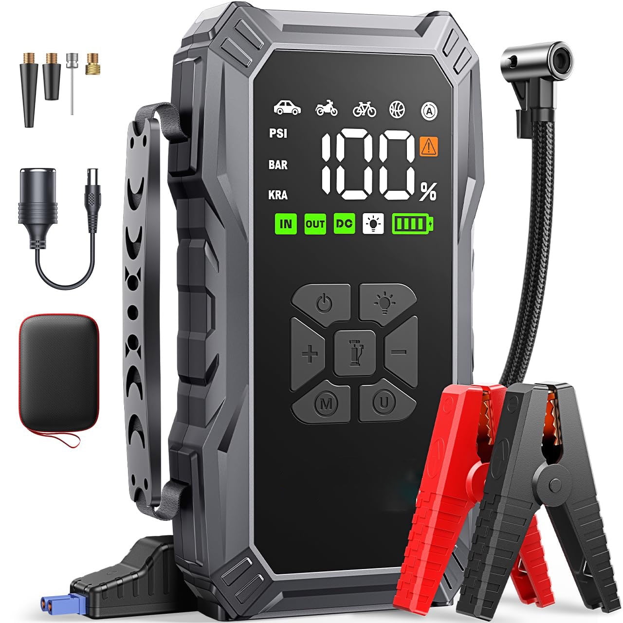 9-in-1 Jump Starter with Air Compressor 5500A 150PSI Portable Car ...