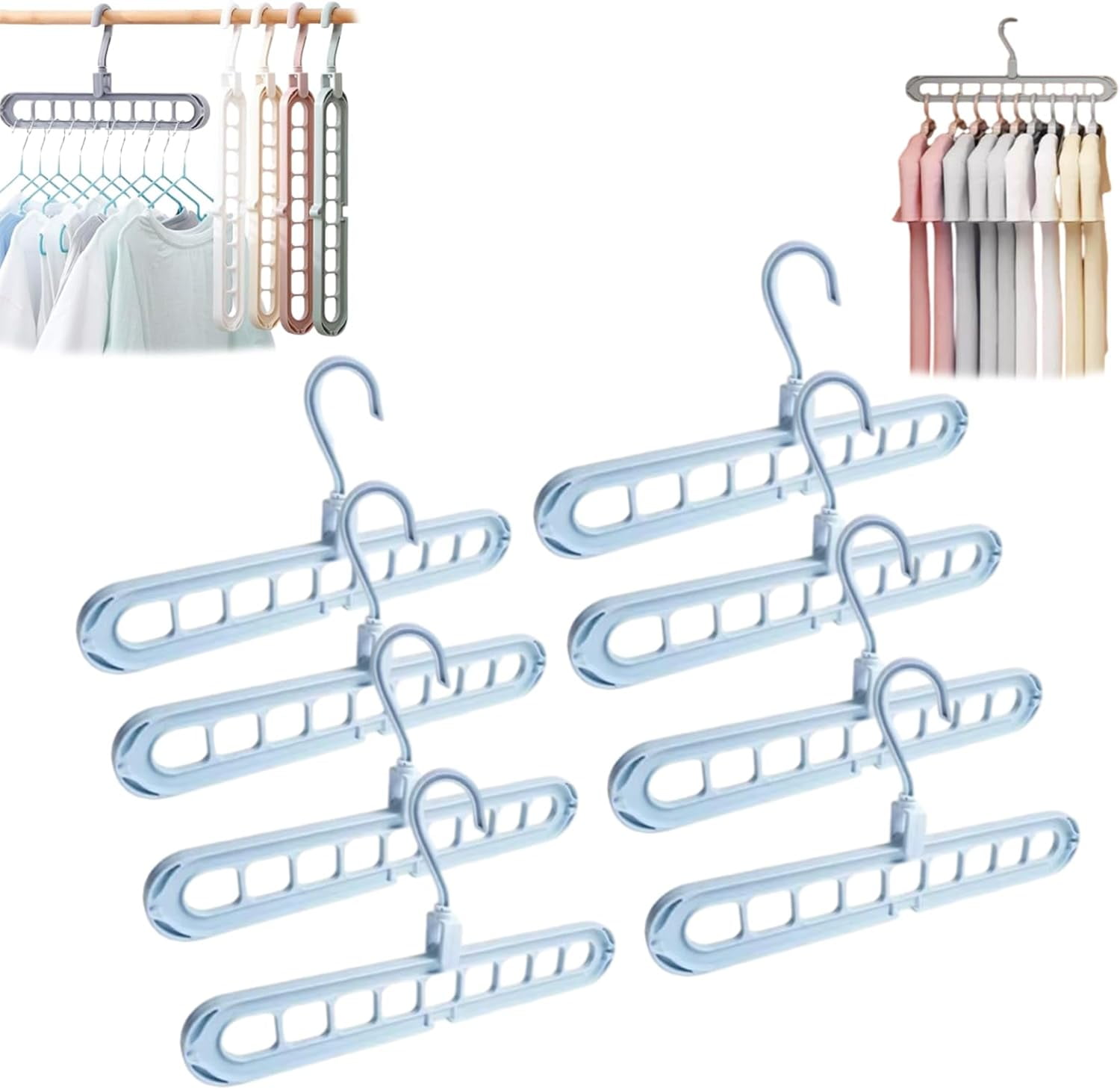 9 in 1 Smart Hanger, Folding Space Saving Anti-Slip Clothes Organizer ...