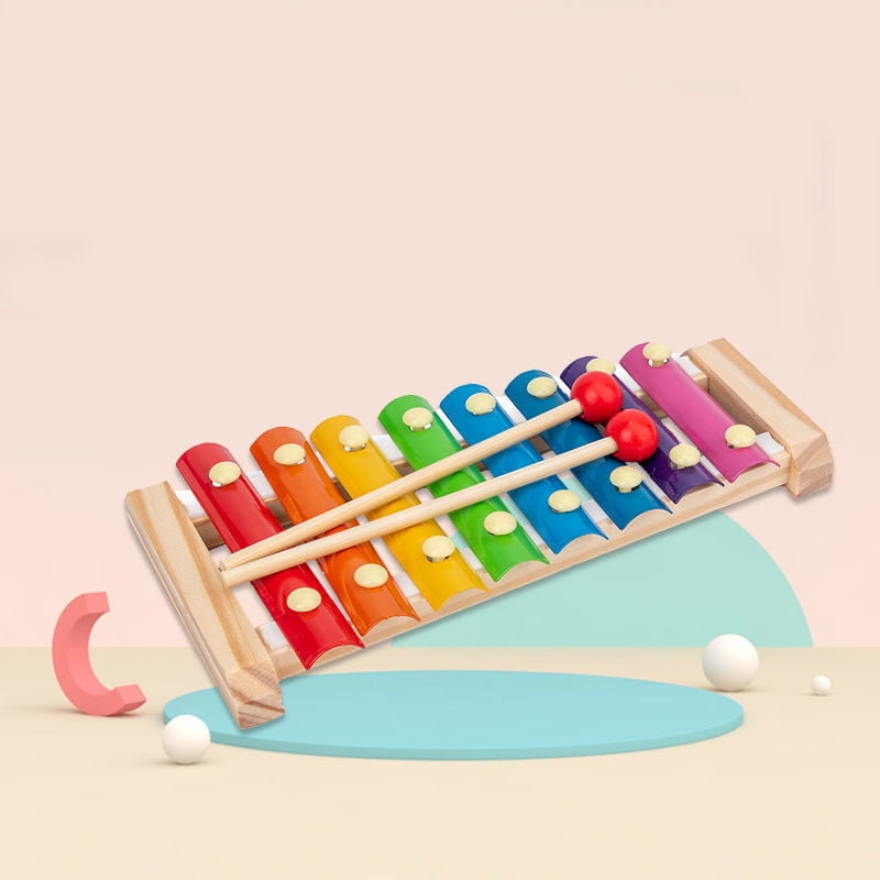 9 in 1 Wooden Montessori Toys Rattle Bell Drum Column Set Musical ...