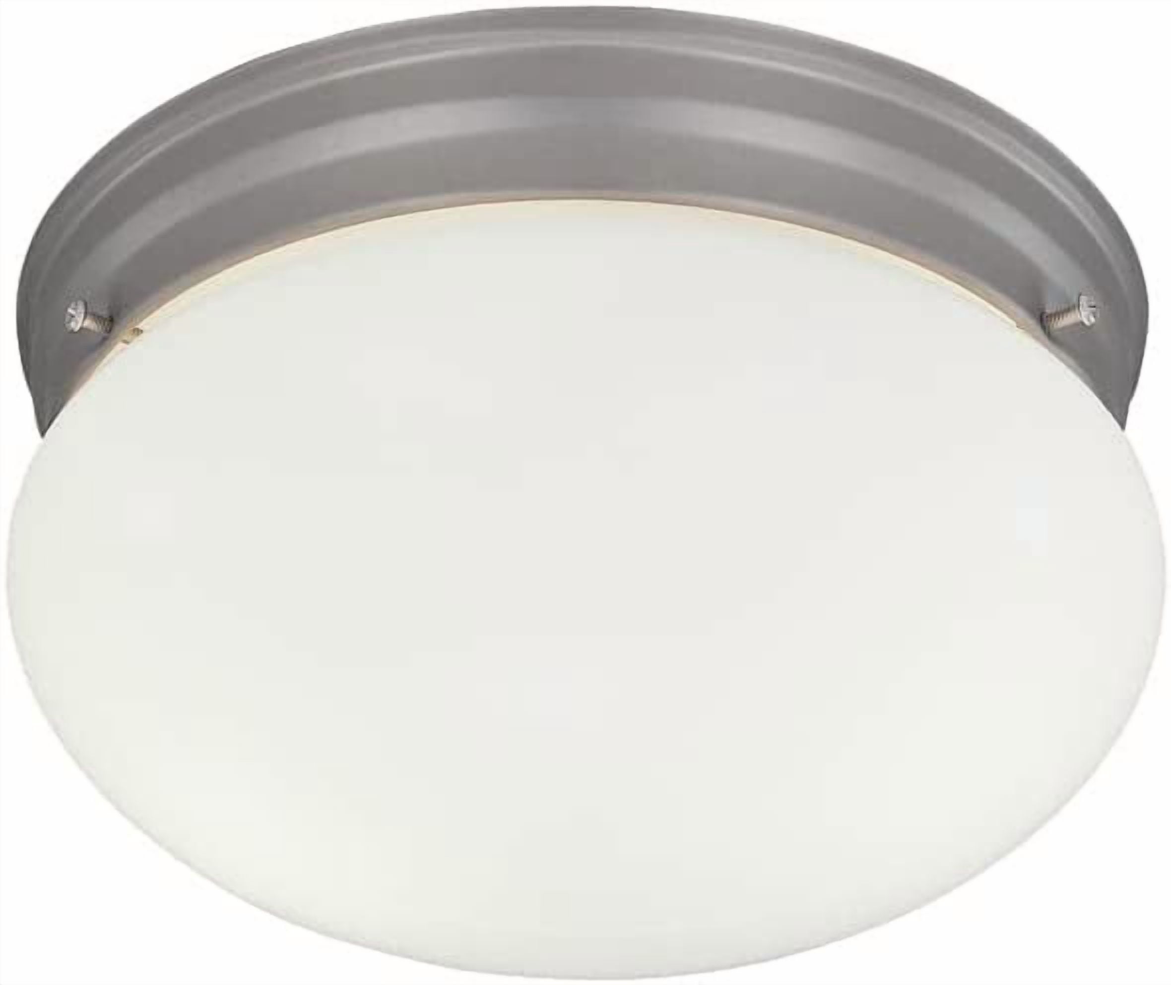 9 in 2-Light Flush Mount Ceiling Light with Frosted Glass Shade, Pewter ...