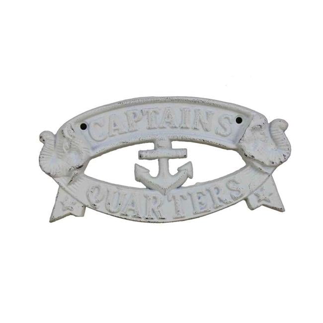 9 in. Cast Iron Captains Quarters Sign - Whitewashed - Walmart.com