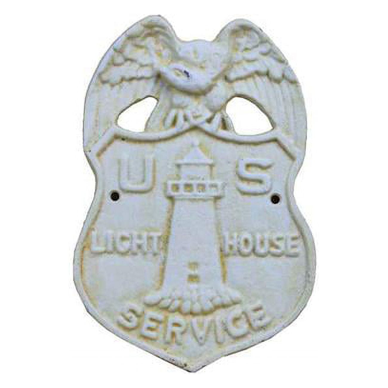 9 in. Cast Iron Us Lighthouse Service Sign - Antique White - Walmart.com