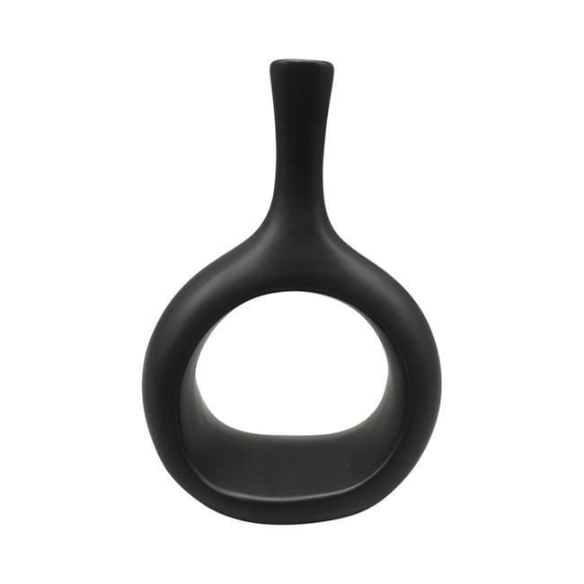 9 in. Ceramic Curved Open Cut Out Vase, Black - Walmart.com