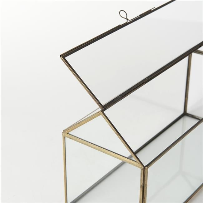 9 in. Modern Rustic Metal & Glass Terrarium, Gold - Walmart.com