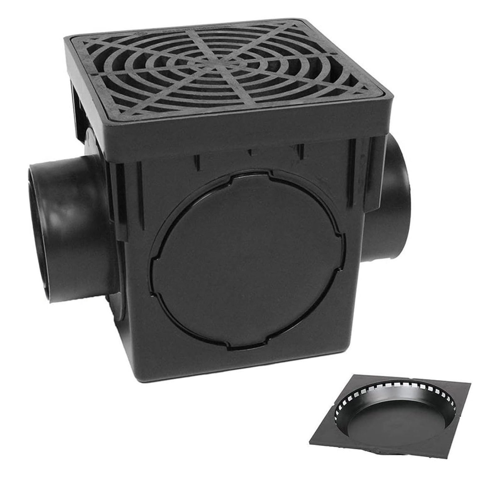 9-in Square Catch Basin Yard Drainage Kit with Debris Trap Black Grate ...