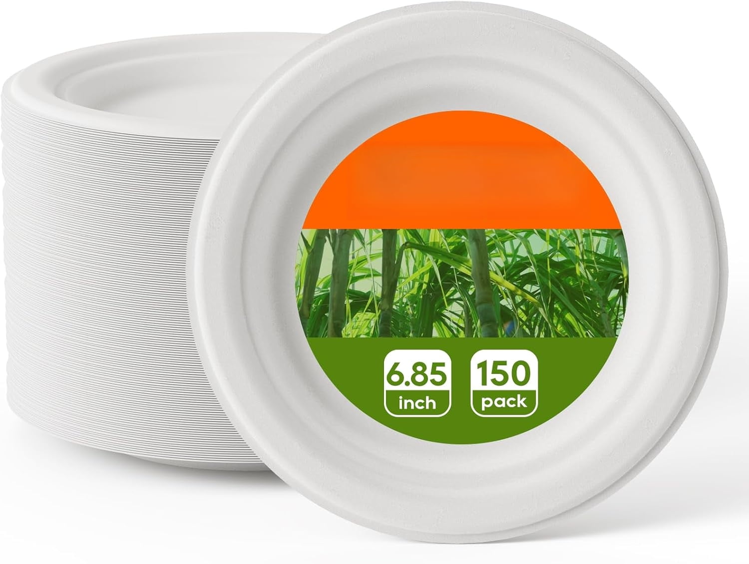9 inch 150 Pack Compostable Paper Plates, Heavy Duty Disposable ...