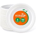 9 inch 150 Pack Compostable Paper Plates, Heavy Duty Disposable ...